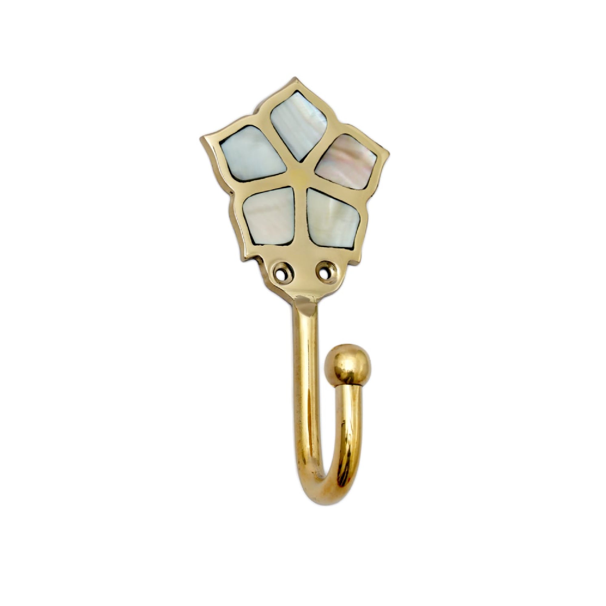 Brass Wall Hook with Mother of Pearl Inlay – TheOneKnob